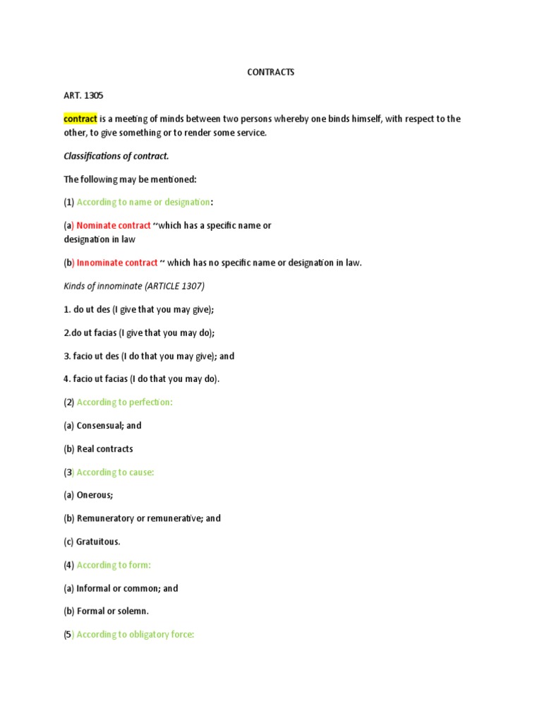 Contracts Oblicon | PDF