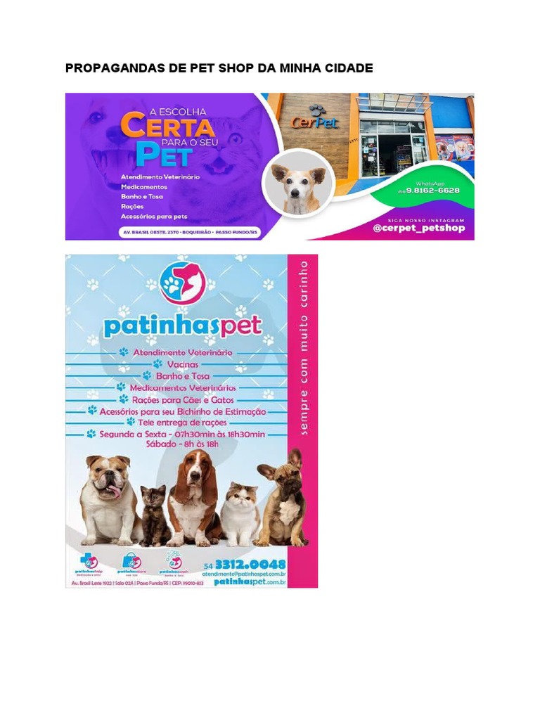 Propaganda para Pet Shop Animal Love | PDF