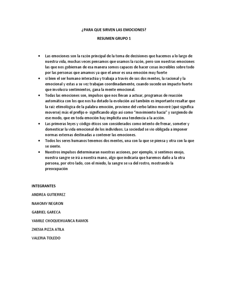 Para Que Sirven Las Emociones Pdf