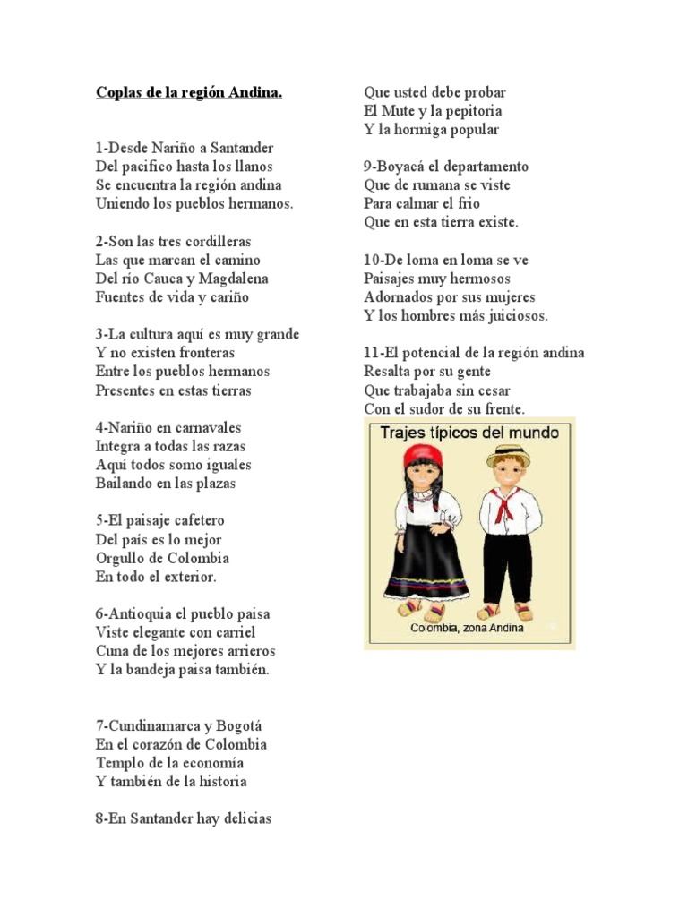 Coplas de La Región Andina Octubre 2021 | PDF