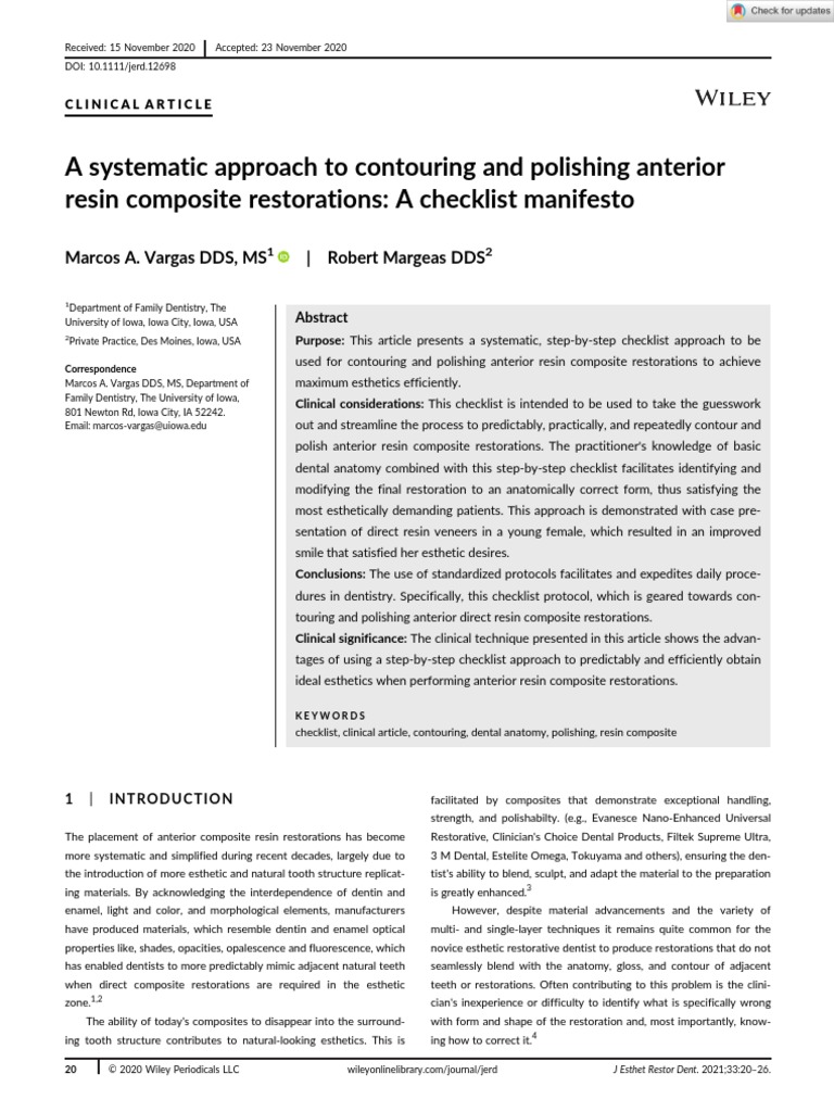 J Esthet Restor Dent - 2020 - Vargas - A Systematic Approach To ...