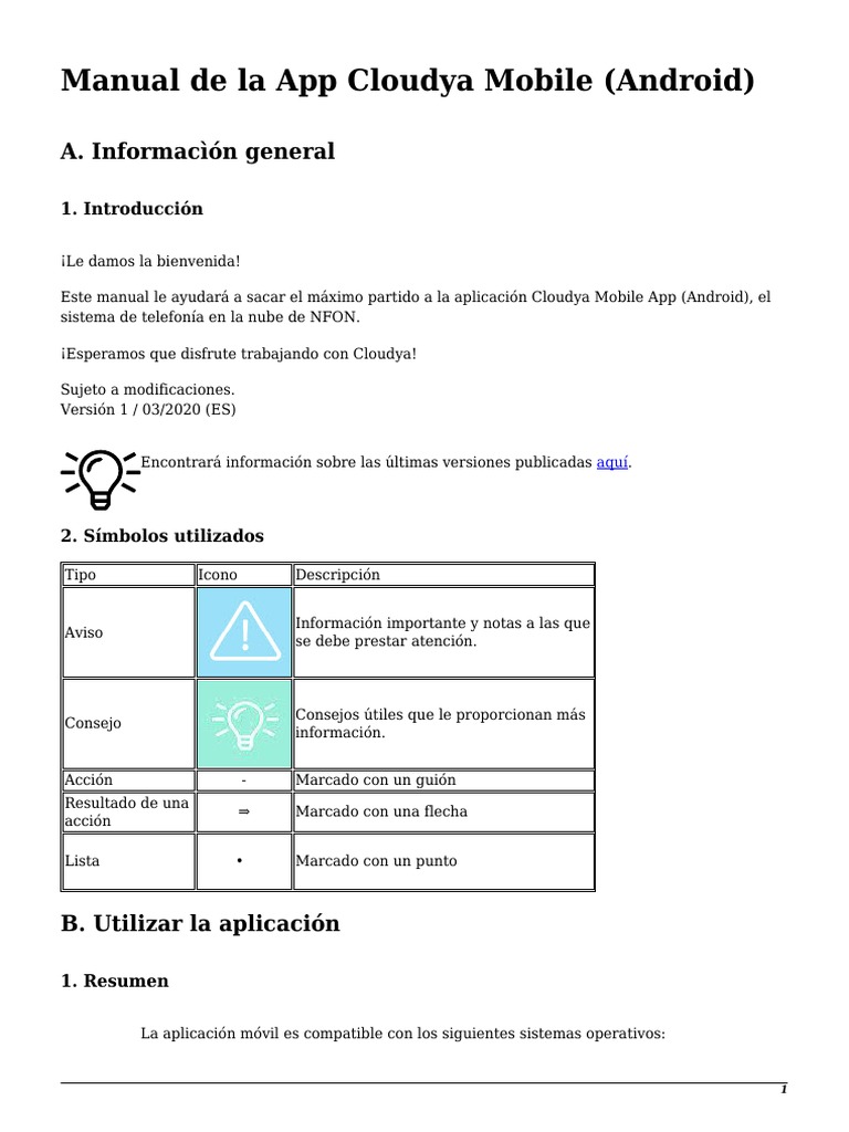 Manual de La App Cloudya Mobile (Android) : A. Informacìón General | PDF | Software de la ...