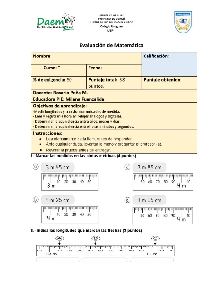 Evaluación Unidad de Medida | PDF | Metrología