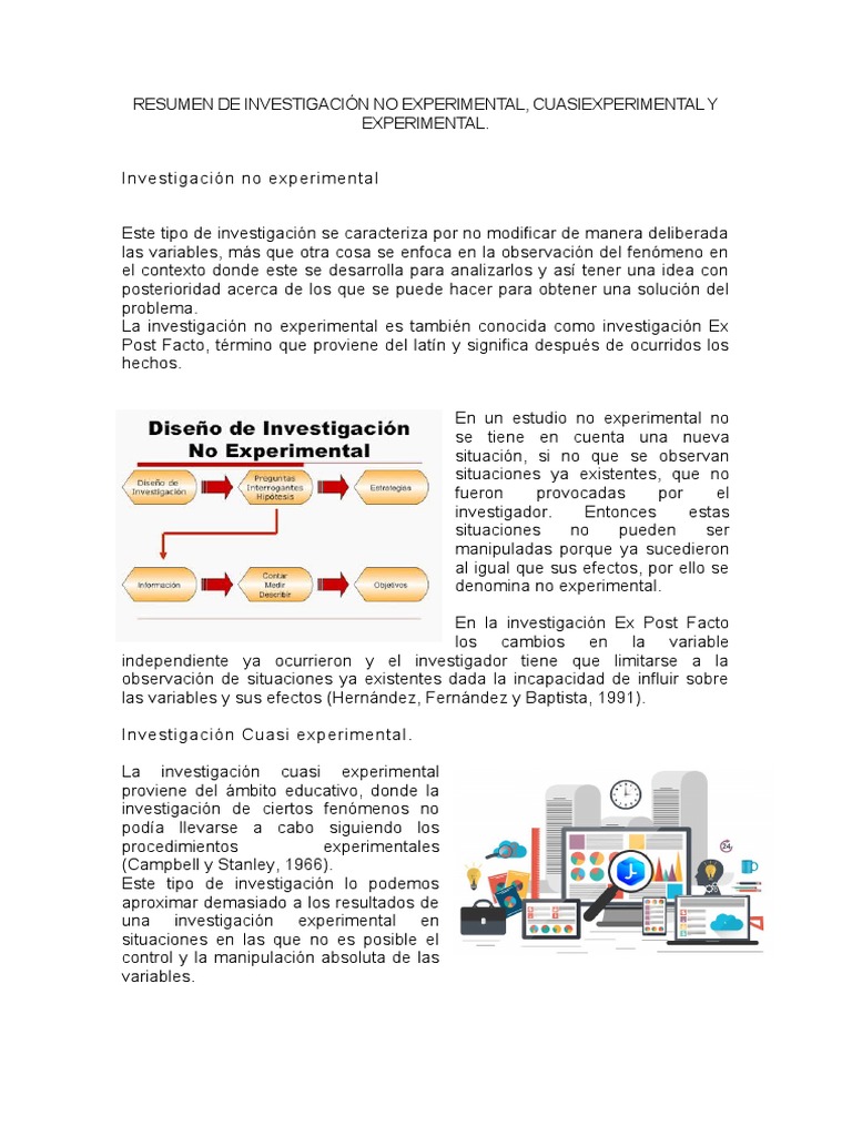 1.3 Investigación No Experimental, Cuasi Experimental y Experimental ...