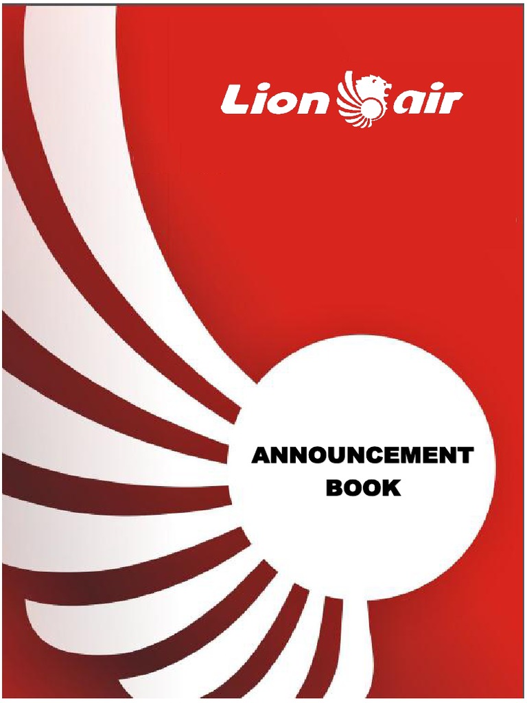 Lion Air Flight Attendant Announcement Manual | PDF | Books | Flight ...