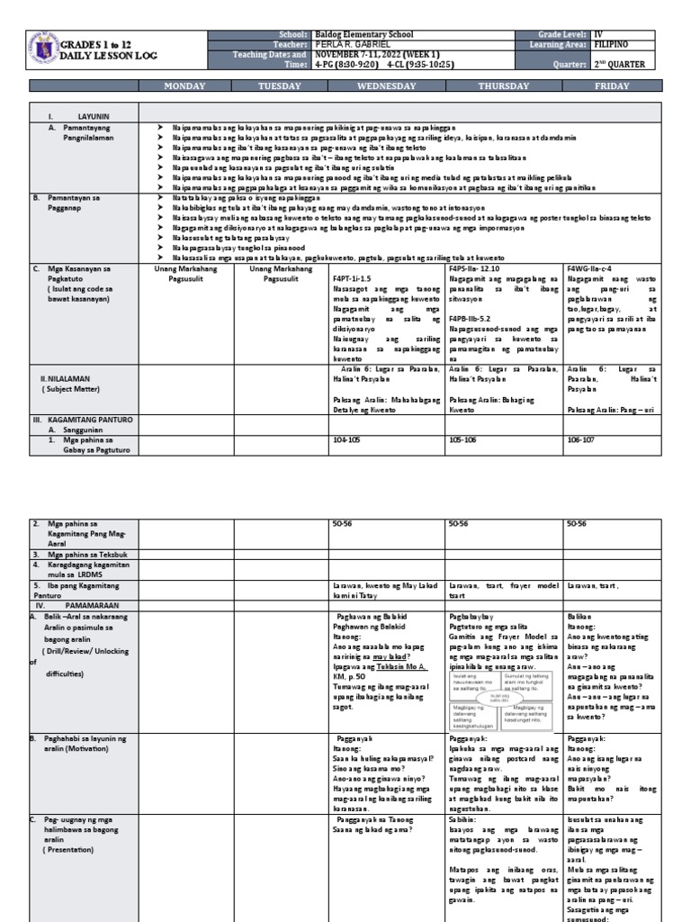 4-PG-DLL Filipino-4 Q2 W1 | PDF