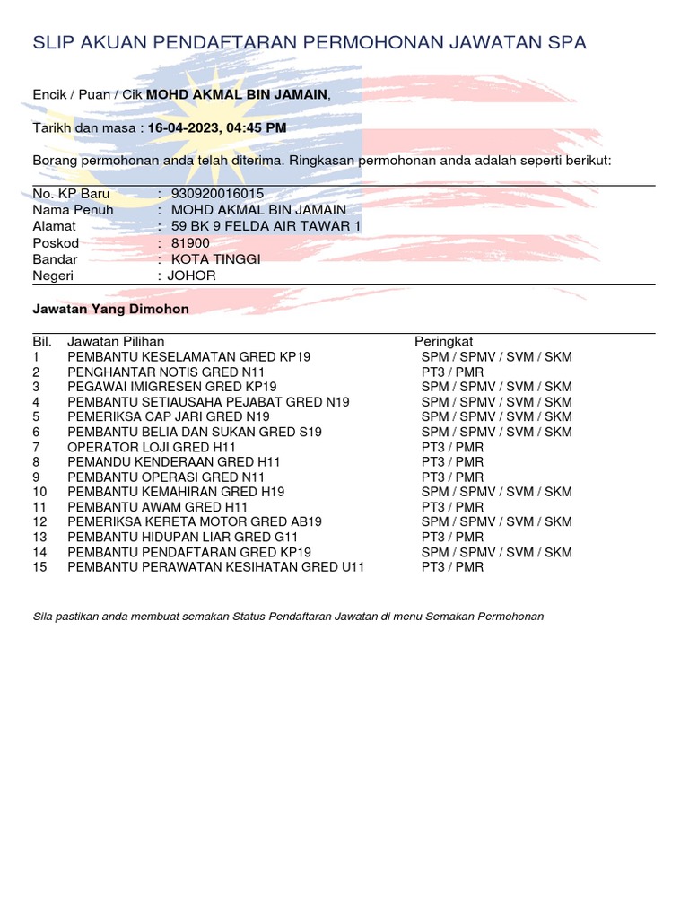 Slip Perakuan 1681634704 | PDF