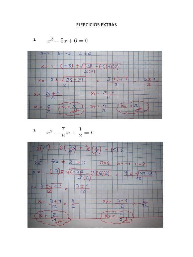 Ejercicios Extras de Matematica | PDF