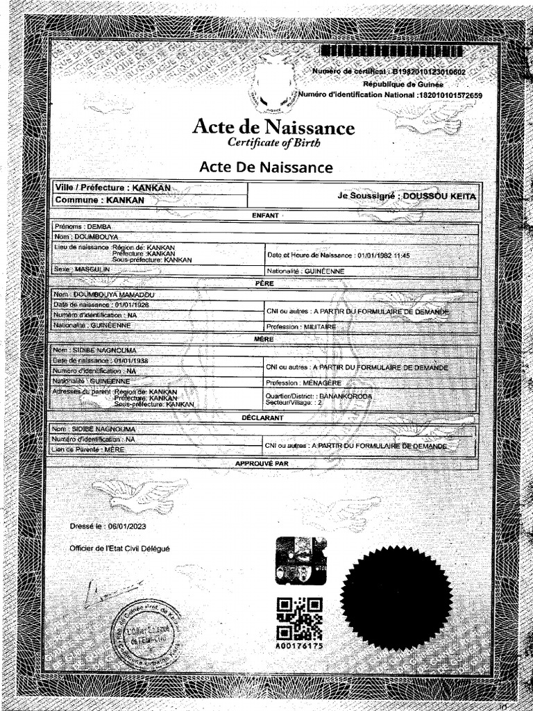 Acte de Naissance | PDF