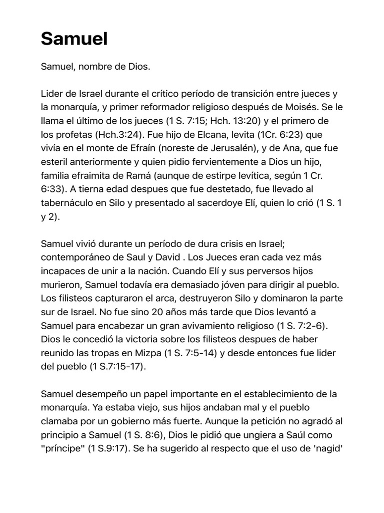 Biografía de Samuel en la Biblia | PDF | Samuel | Profeta