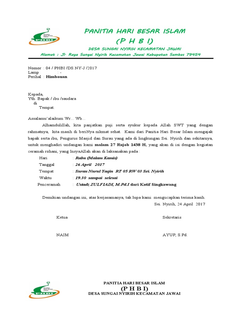 Pengurus Hari Besar Islam | PDF