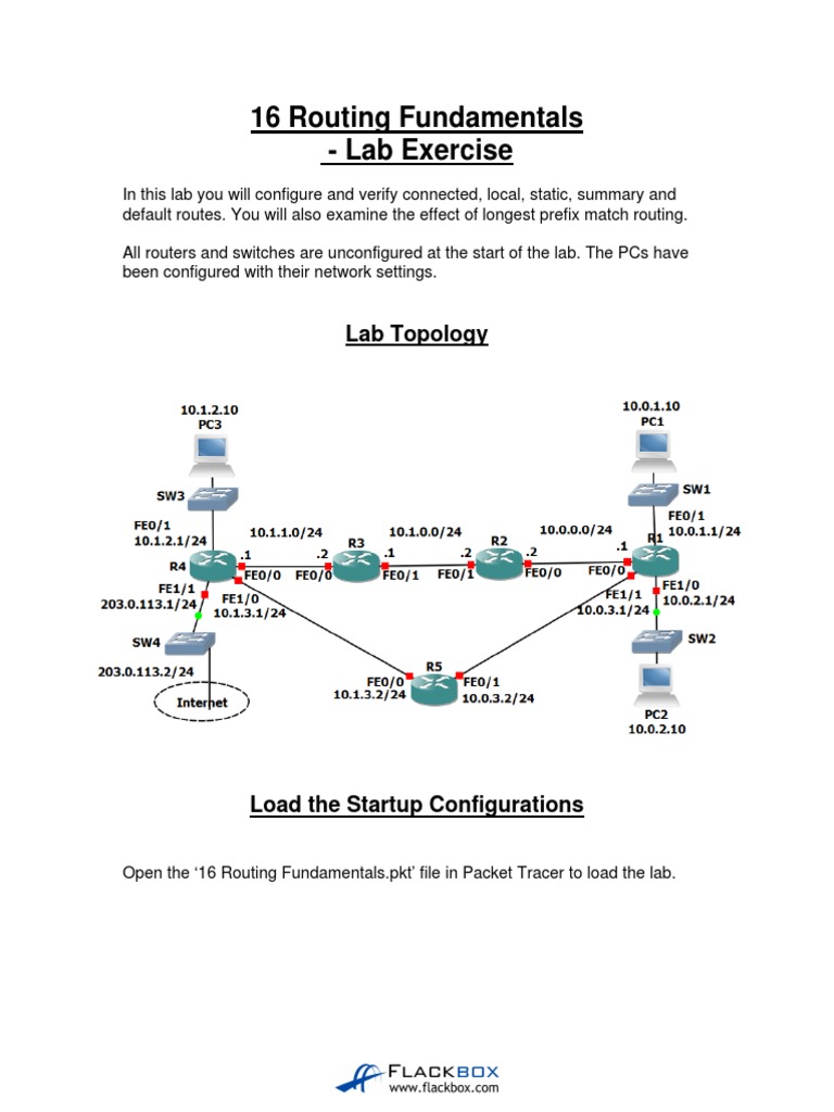 16 Routing Fundamentals - Lab Exercise | Download Free PDF | Router ...