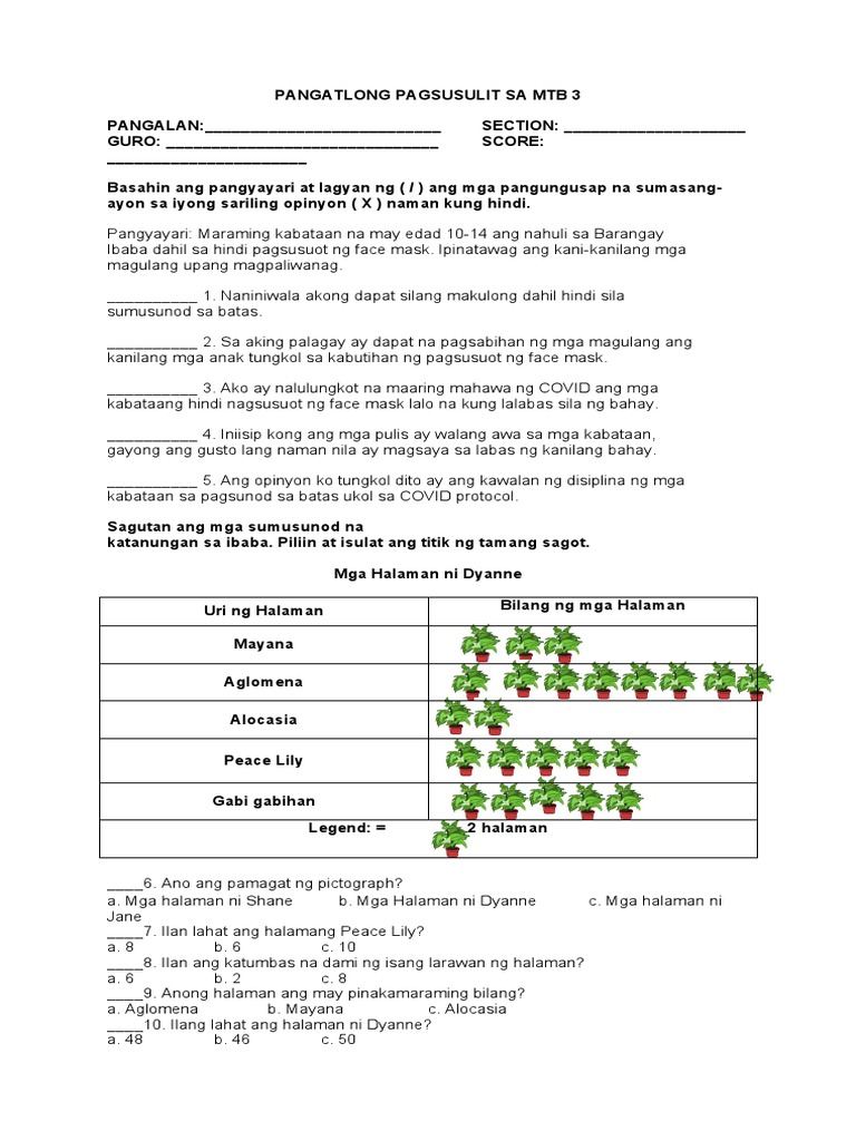 Pangatlong Pagsusulit Sa MTB 3 | PDF