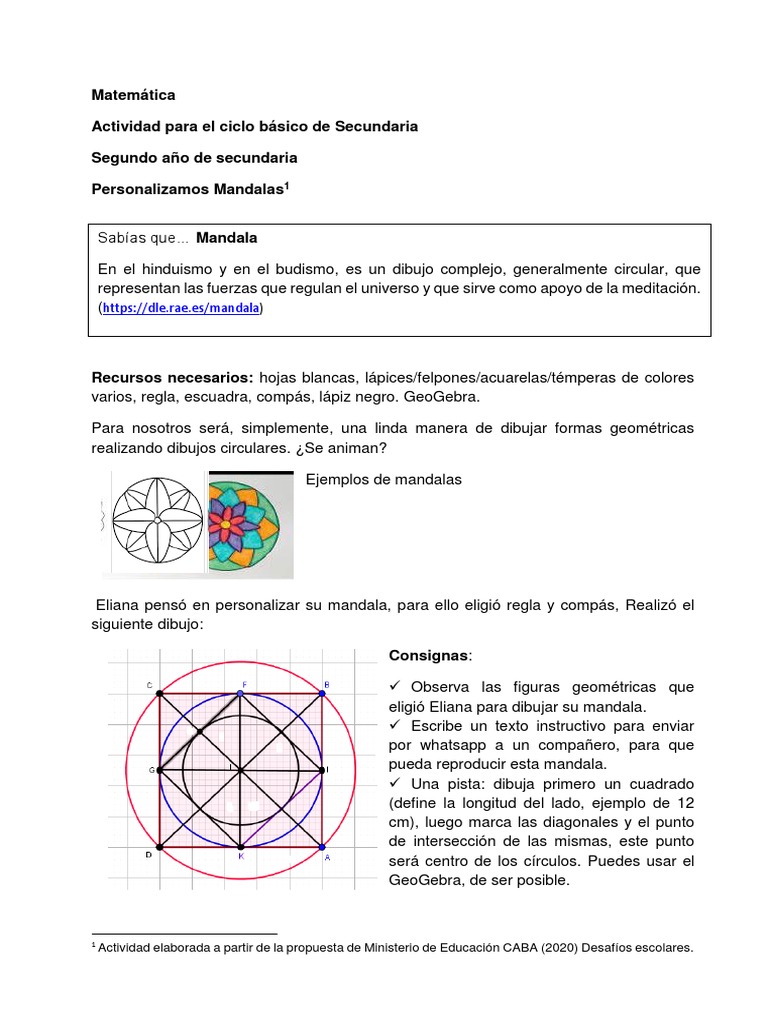 Mandalas Matemáticas para Secundaria | PDF | Dibujo | Lápiz