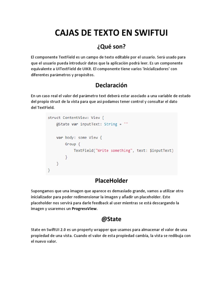 Campos de Texto en SwiftUI | PDF | Usuario (informática) | Teclado