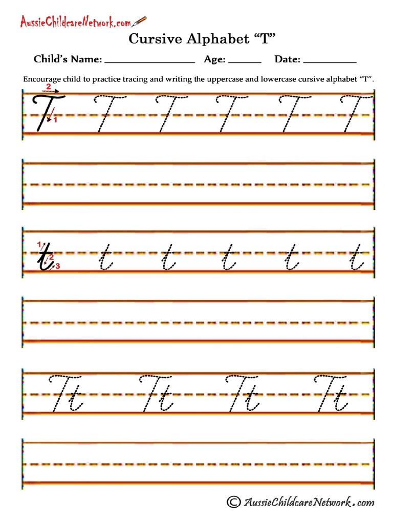 Cursive Alphabet T | PDF