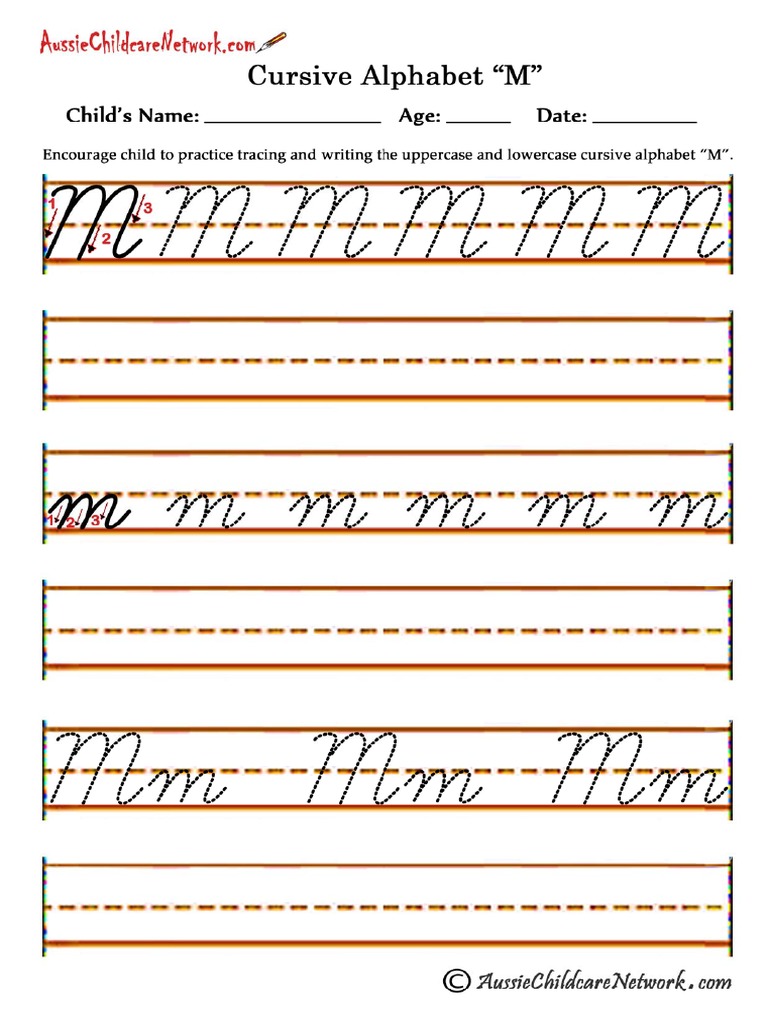 Cursive Alphabet M | PDF