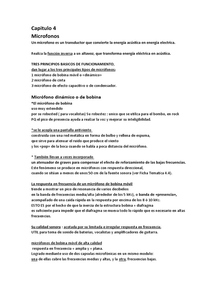 Capítulo4 Micrófonos | PDF | Micrófono | Decibel