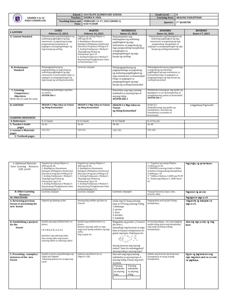 AP 2 DLL Q3 Week 1 | PDF