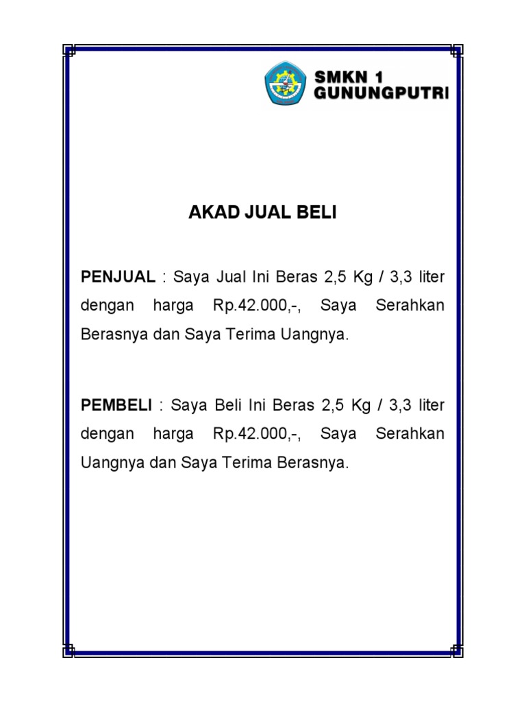 Akad Jual Beli | PDF Akad Jual Beli | PDF
