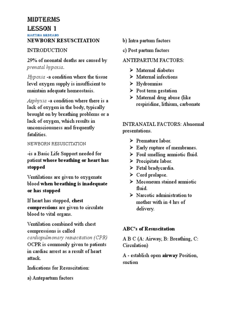 Newborn Resuscitation | PDF | Cardiopulmonary Resuscitation | Hypoxia ...