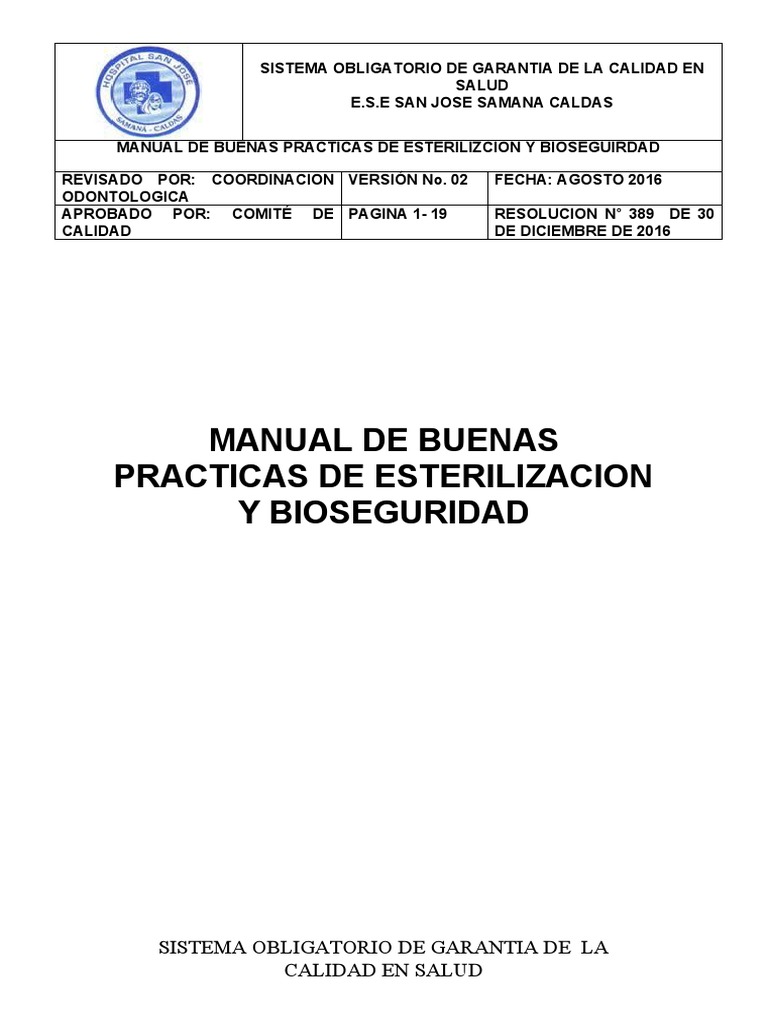 Manual de Buenas Practicas de Esteriliacion y Bioseguridad Lista | PDF | Esterilización ...