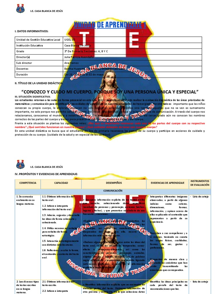 I UNIDAD DE APRENDIZAJE CBJ | PDF | Aprendizaje | Evaluación