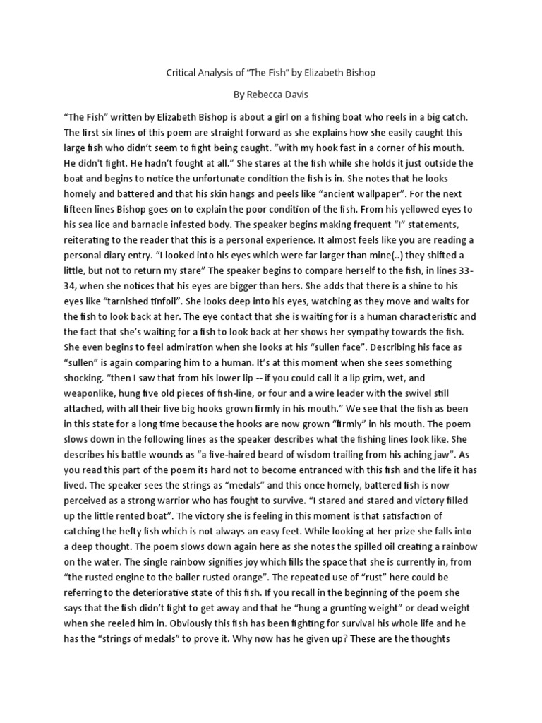 Analysis of Bishop's "The Fish" Poem | PDF | Religion & Spirituality ...