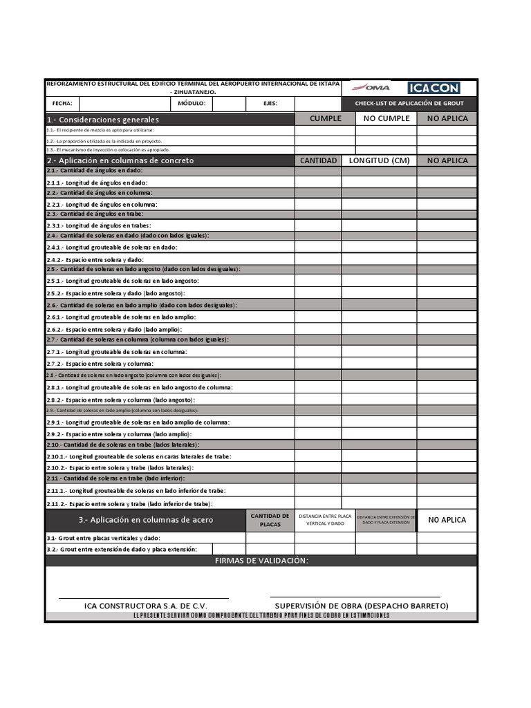 Check-List Actualizado Grout | PDF | edificio