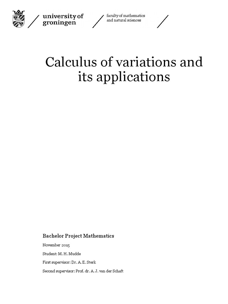 Calculus of Variations and Its Applications: Bachelor Project ...