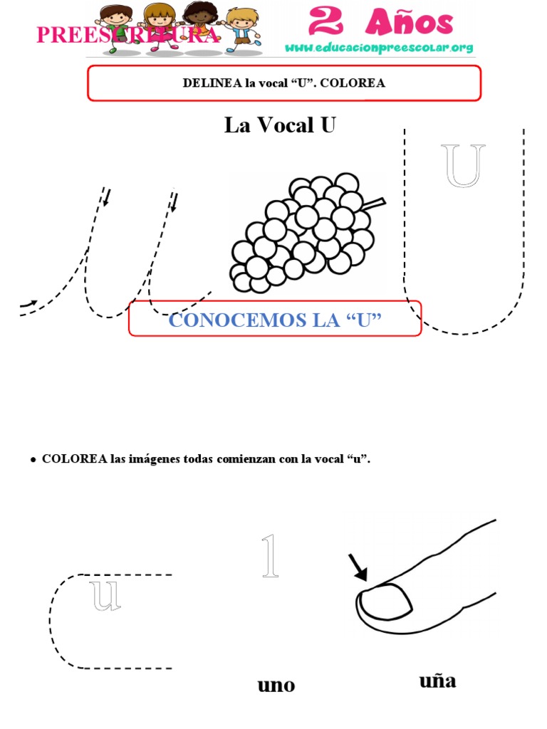 Preescritura: La Vocal U | PDF