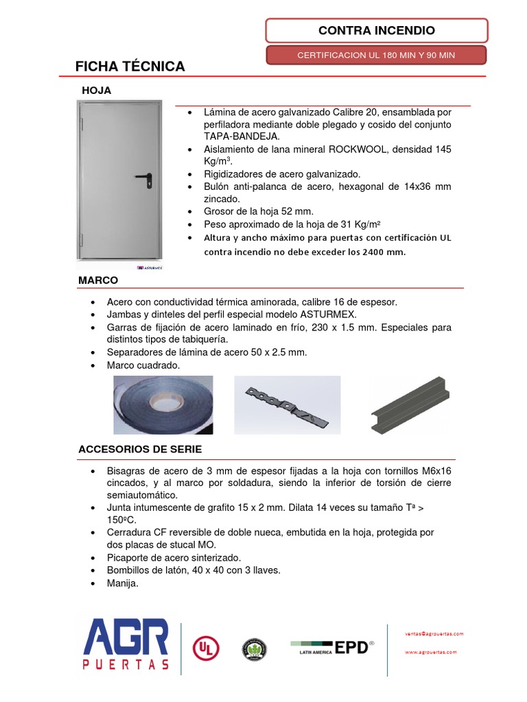 Puertas Cortafuego Certificadas UL | PDF | Materiales | Materiales de ...