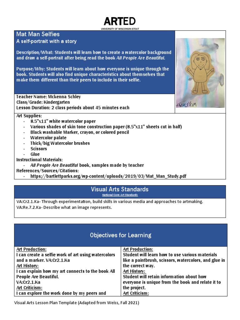 PK Mat Man Lesson Plan | PDF | Lesson Plan | Learning