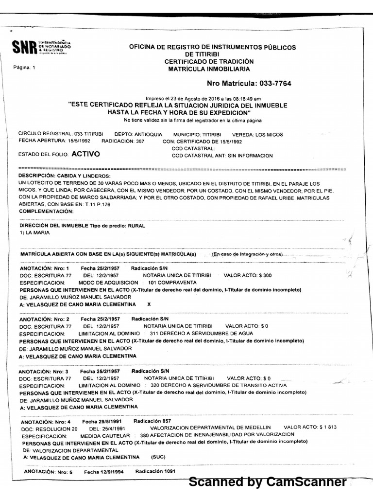 Certificado De Libertad Y Tradicion Pdf