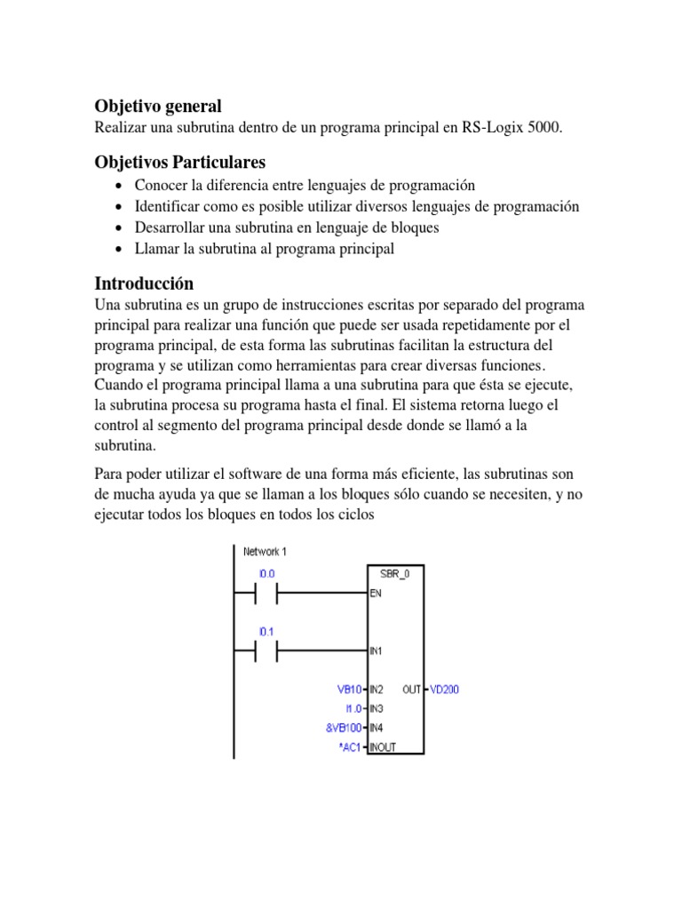 Subrutina en un RS-Logix 5000. | PDF | Programa de computadora | Programación