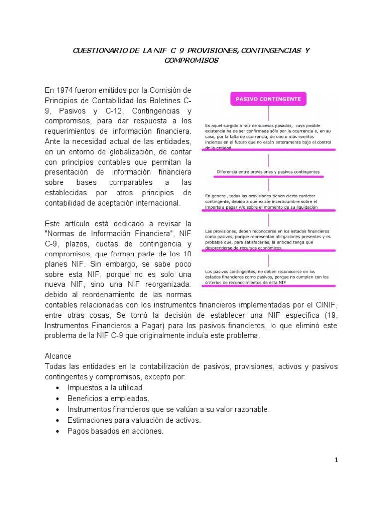 Resumen NIF C 9 | PDF | Contabilidad | Valoración (Finanzas)