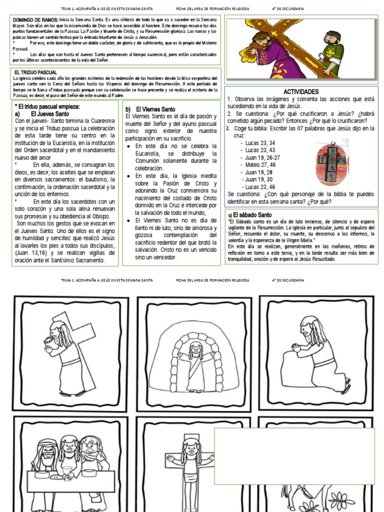 Actividades del Triduo Pascual para Niños | PDF | Pascua de ...