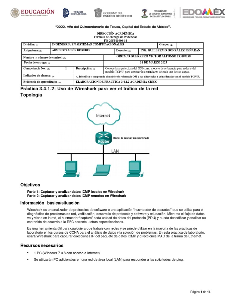 3.4.1.2-Using Wireshark | PDF | Cortafuegos (informática) | Controlador de interfaz de red