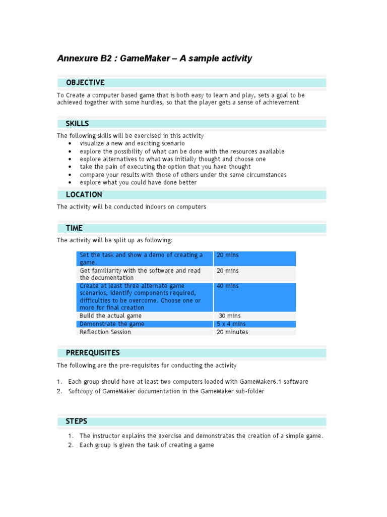 Annexure B2: Gamemaker - A Sample Activity: Objective | PDF | Collision | Computing