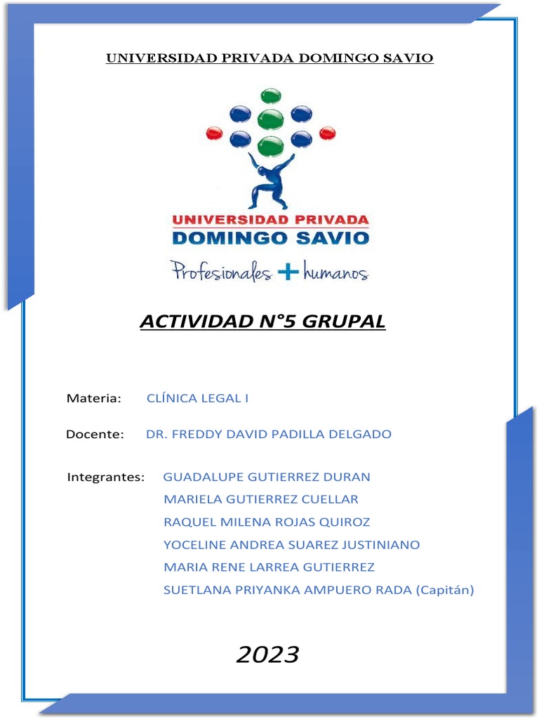 Actividad N°5 - GRUPAL | PDF | Sentencia (ley) | Demanda judicial