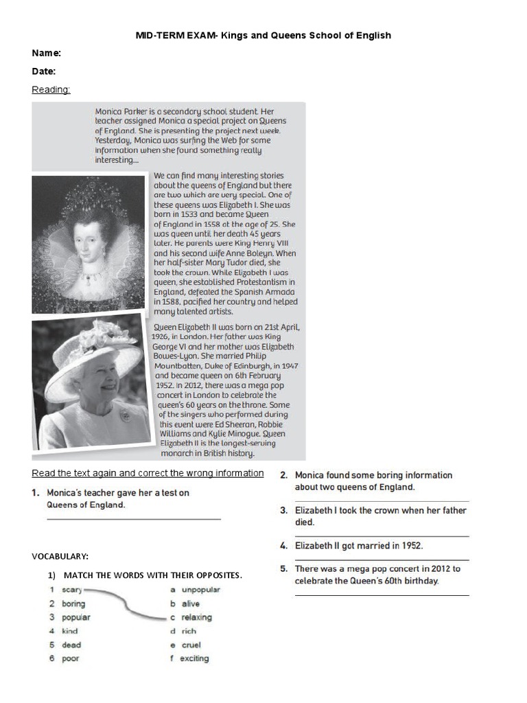 English Mid-Term Exam Guide | PDF