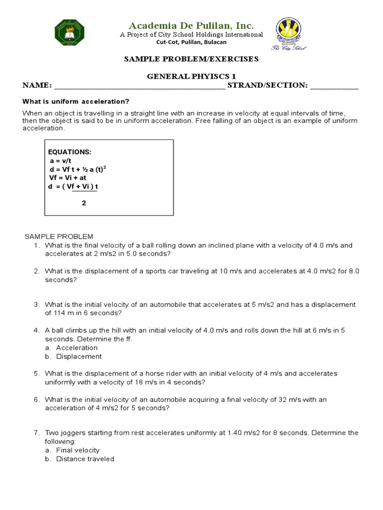 Physics Exercises for Students | PDF