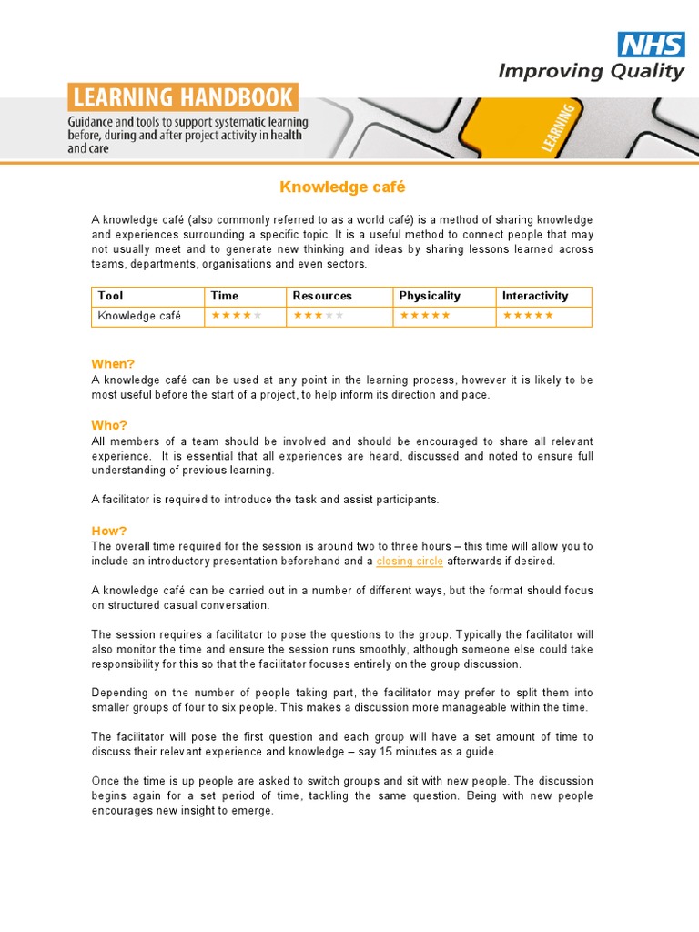 Learning Handbook Knowledge Cafe | Download Free PDF | Experience ...