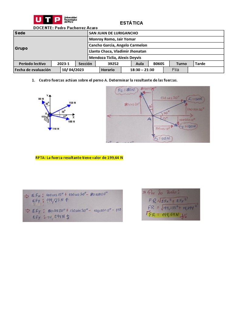 Taller 1 Estatica | PDF