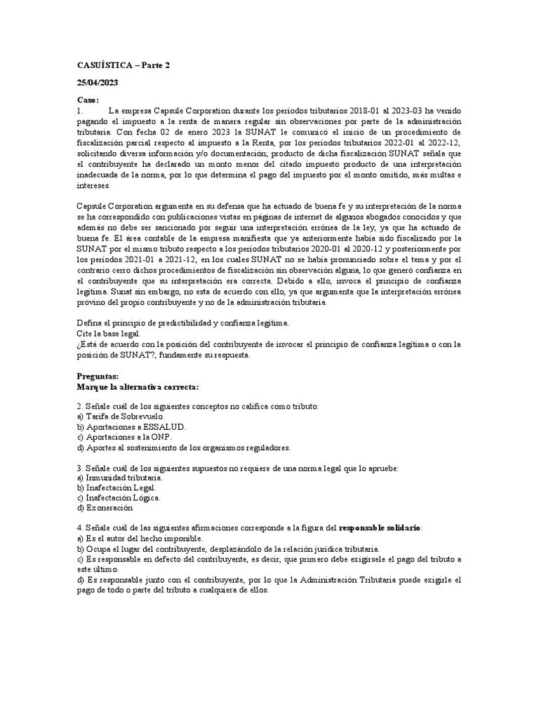 CASUÍSTICA Parte 2 | PDF | Impuestos | Contribuyente
