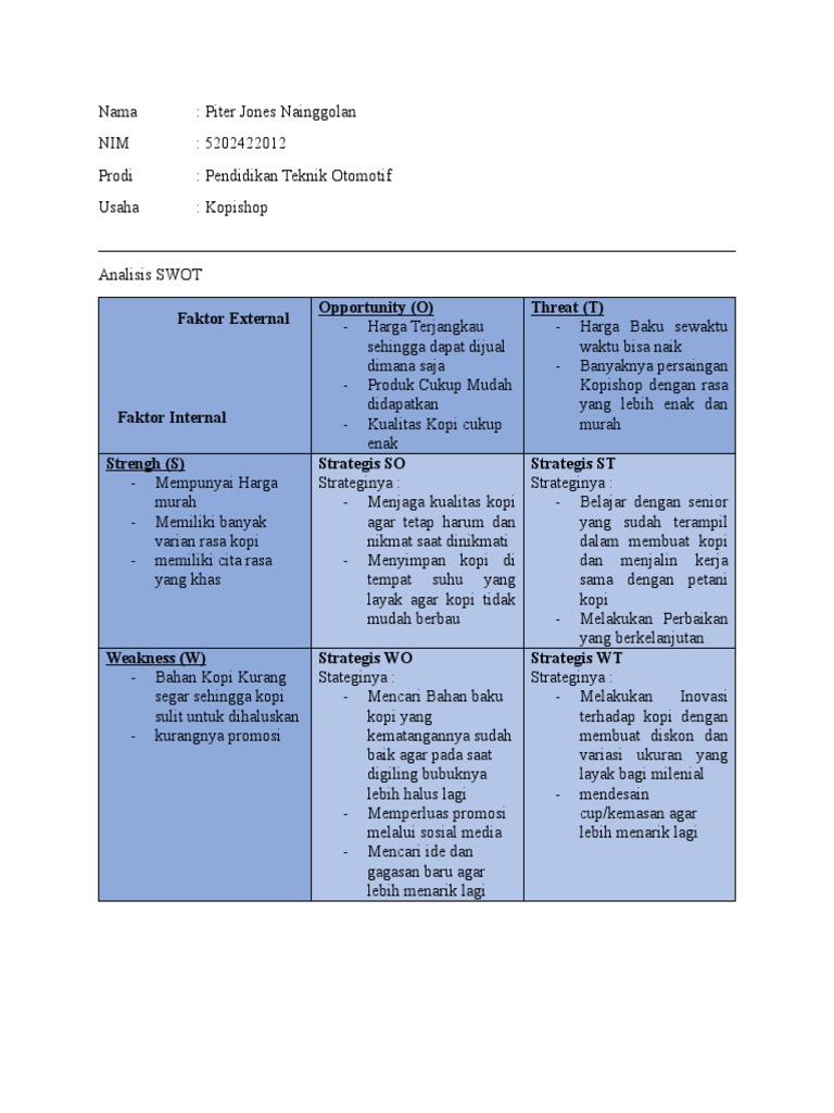 Analisis Swot Piter | PDF