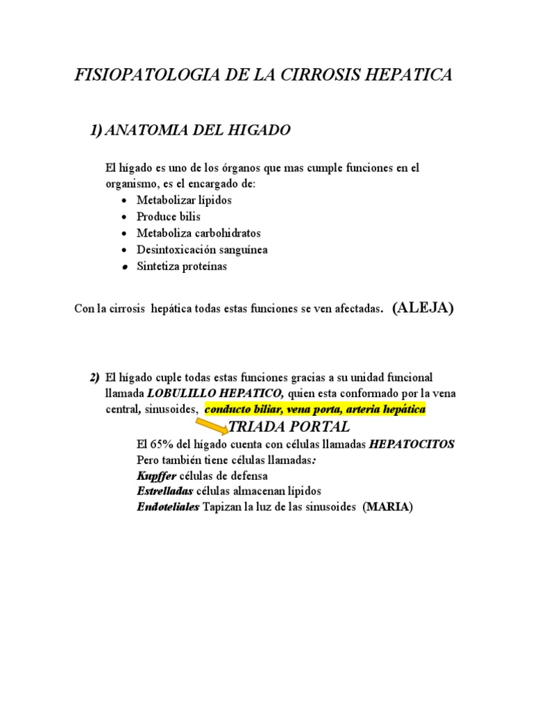 Fisiopatologia de La Cirrosis Hepatica | PDF | Salud y bienestar | Ciencia y matemáticas