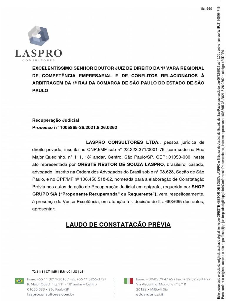 Laudo Perícia Prévia | PDF Laudo Perícia Prévia | PDF
