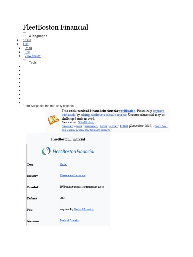 FleetBoston Financial | PDF | Banking | Banks