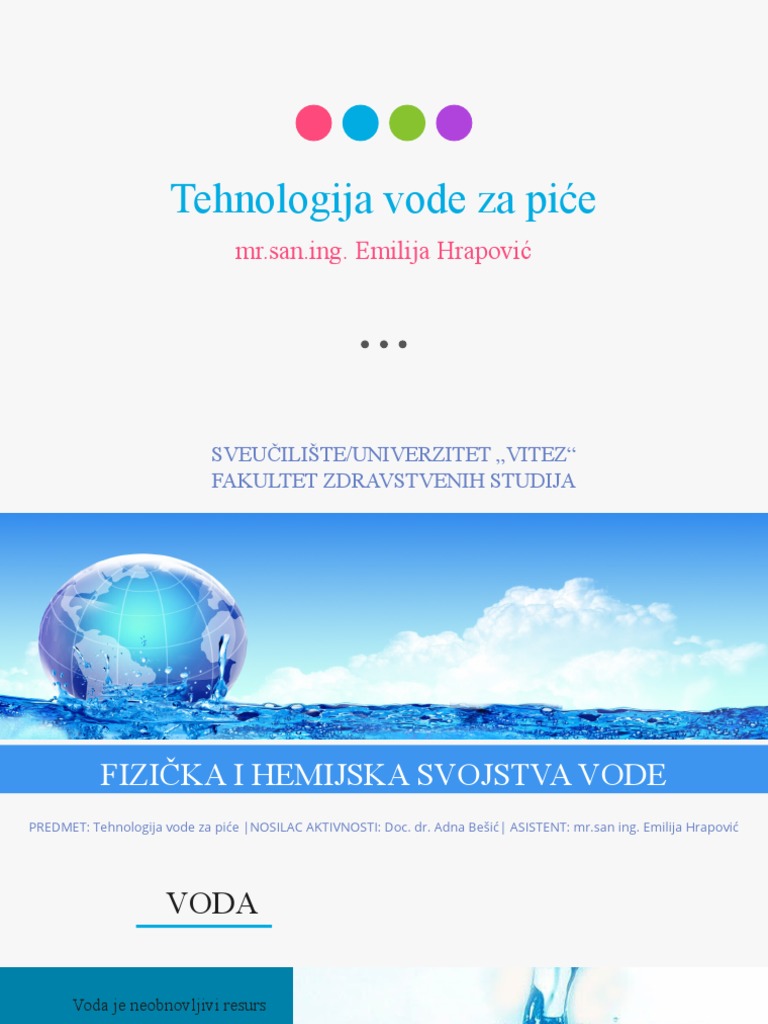 Tehnologija Vode Za Piće: MR - San.ing. Emilija Hrapović | PDF